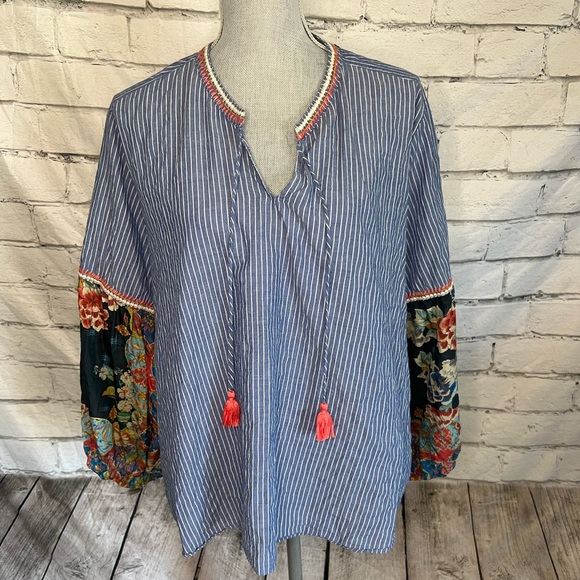 Johnny Was | Tops | Johnny Was Top Nalina Ruffle Scarf Back Blouse ...